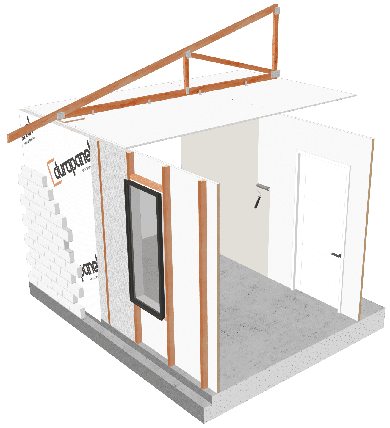 36mm Durapanel Exterior Wall with 70mm attached battens forming the ...